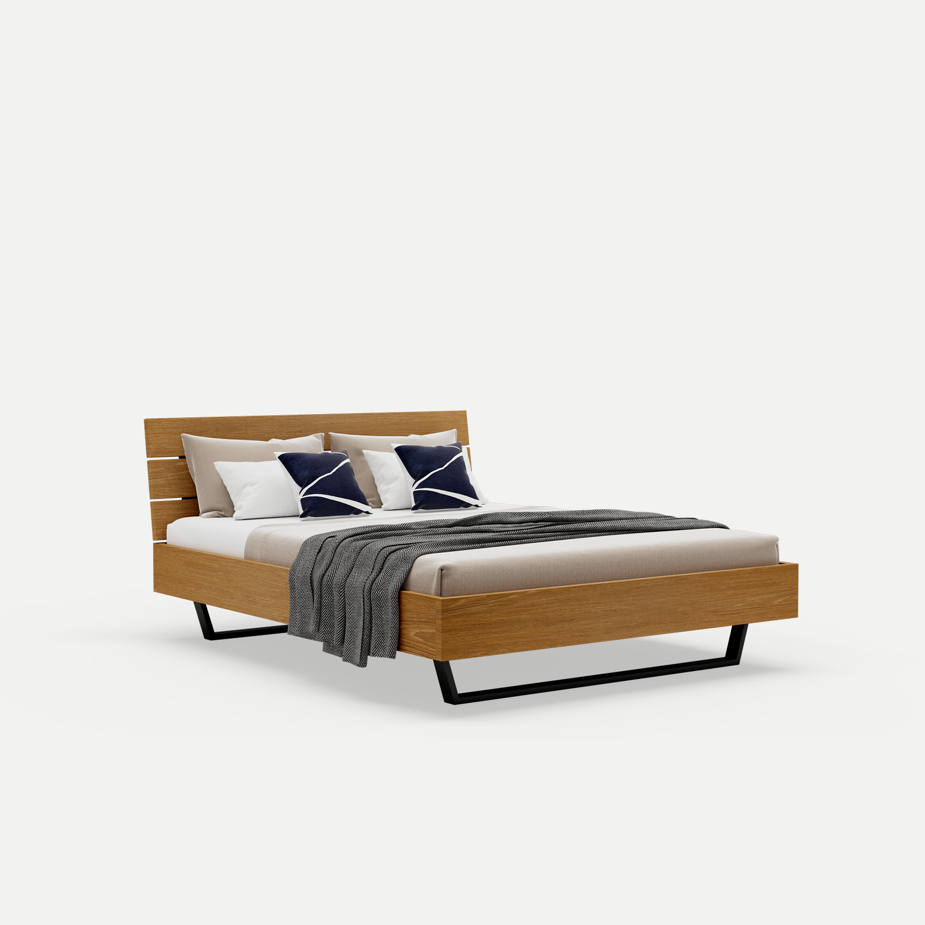 Oak Bed Motto King XL - Walnut Finish – Furniturespot