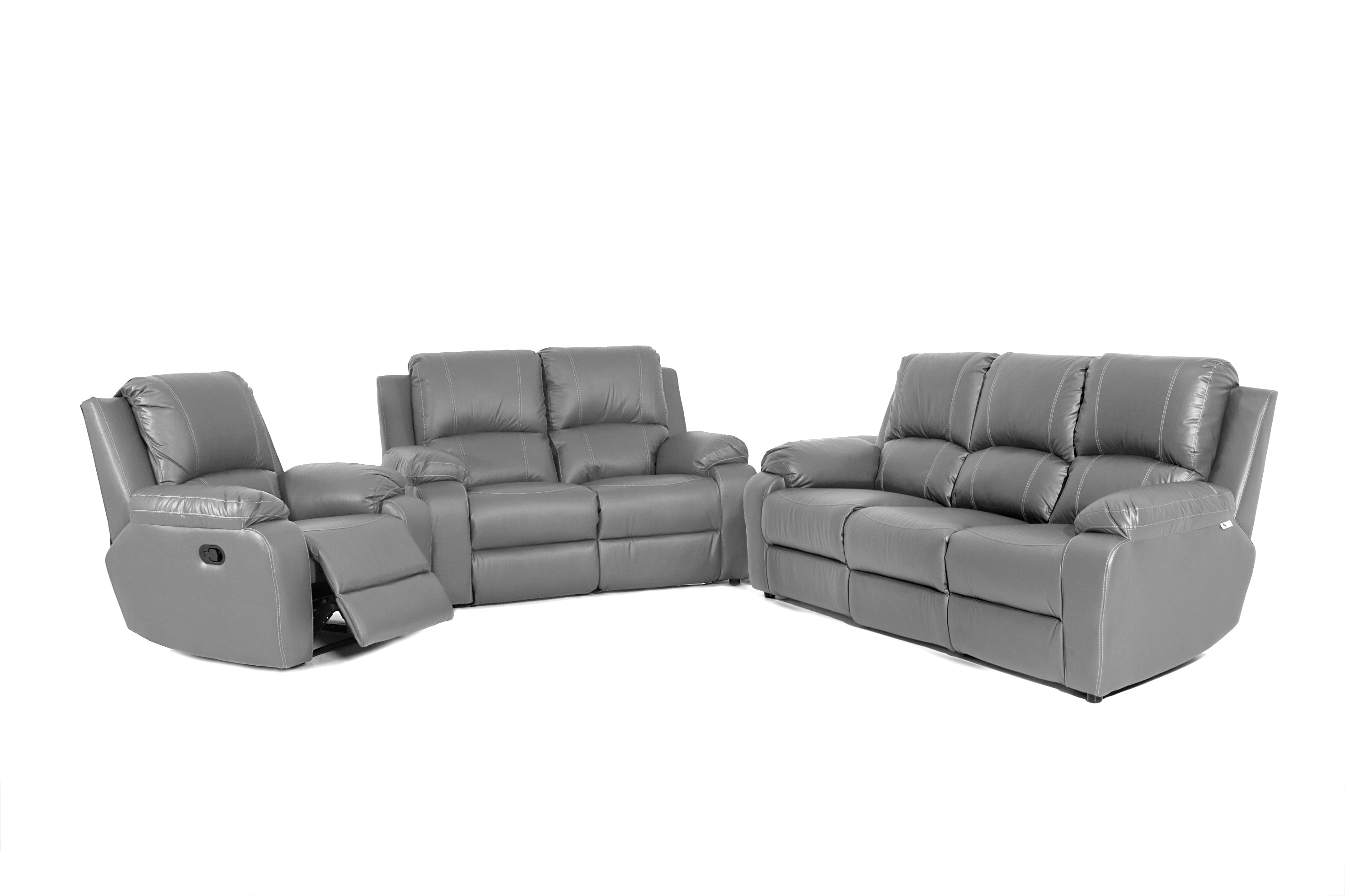 6PC 1 Act Recliner Paloma Genuine Leather Grey – Furniturespot
